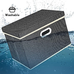 TYEERS Large Collapsible Storage Bins with Lids, Patterns, Washable, Fabric Decorative Storage Boxes for Organizing 17.3x11.8x11.4 inches, 5 Pack, Gray