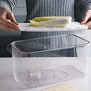 Redrubbit Fridge Food Storage Containers Bins Produce Saver with Vented Lids, Stackable Refrigerator Freezer Organizer with Removable Drain Tray, Fresh Keeper, 3 Pack