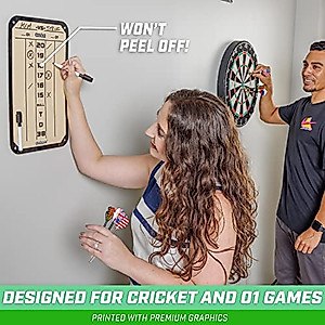 GoSports Dry Erase Steel Darts Scoreboard - Cricket and 01 Dart Games with 2 Magnetic Markers