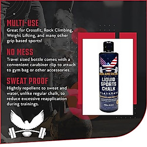 IRON AMERICAN Liquid Chalk - No-Mess Long-Lasting Grip Chalk for Weightlifting, Gymnastics, Rock Climbing, and Fitness Training - 50ml Travel Bottle - Advanced Hand Chalk for Gym - 2pk