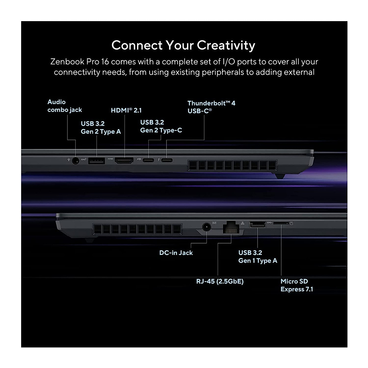 ASUS Zenbook Pro 16 Laptop 16" 165Hz Refresh Rate Display, Intel i7-12650H CPU, DialPad, NVidia GeForce RTX 3070 Ti Graphics, 32GB RAM, 1TB SSD, Windows 11 Home, Tech Black, UX6601ZW-DB76