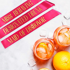 Pop Fizz Designs Bachelorette Sash Set (12 pcs) 1 White Bride to Be Sash + 1 Maid of Honor Sash + 10 Bachelorette Sashes for The Bride Tribe - Amazing Bachelorette Party Favors