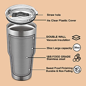 COMOOO 30 oz Stainless Steel Tumbler Bulk with Lid and Straw Insulated Tumbler Coffee Cup Durable Double Wall Vacuum Travel Coffee Mug Thermal for Hot and Cold Drinks (Silver, 8 Pack)
