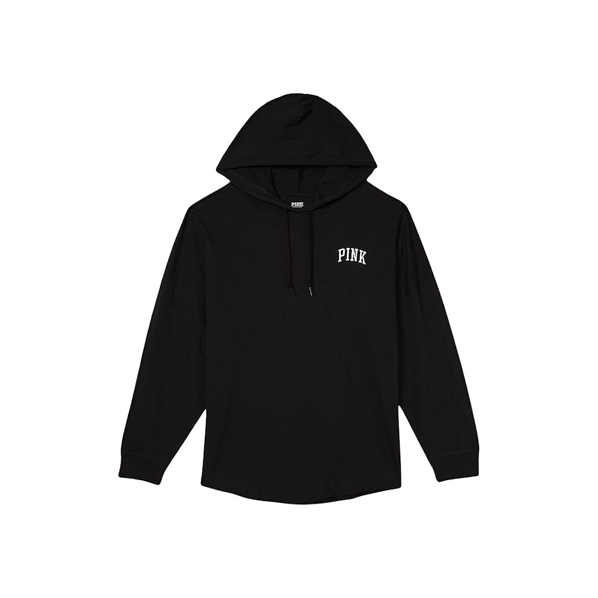 Victoria's Secret Pink Cotton Oversize Pullover Glitter Hoodie Tee/Shirt Color Black Shine Size Medium New