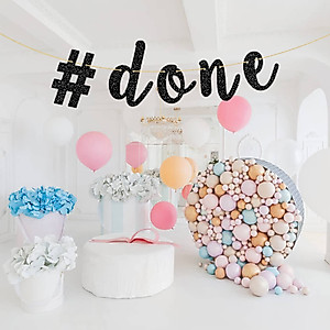 INNORU # Done Banner - Black Glitter Congrats Grad Sign, High School, College, University Graduate Party Decorations Supplies