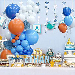Blue Balloons Garland Kit, Blue and Orange Balloon Arch Kit with White Balloons, Latex Balloons Party Balloons for Birthday Decorations Wedding Baby Shower Engagement Graduation Decorations Party