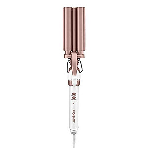 Conair Double Ceramic 3 Barrel Hair Waver, Beach Waver Curling Iron, Long-Lasting Natural Tight Waves