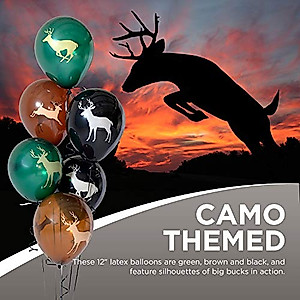 Havercamp Next Camo Party Bucks Latex Balloons | 6 Count | Great for Hunter Themed Party, Camouflage Motif, Birthday Event, Graduation Party, Father's Day Celebration