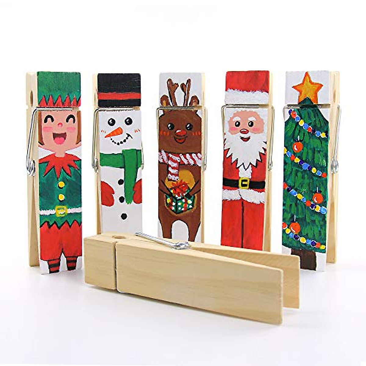 RIVERKING big/giant clothes pins,natural wooden craft clips,photo wooden clips for photo paper diy,wedding and bathroom decoration(6pcs,6 inch)