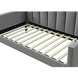 LuXeo Bristol Twin Size Upholstered Panel Daybed in Gray Fabric