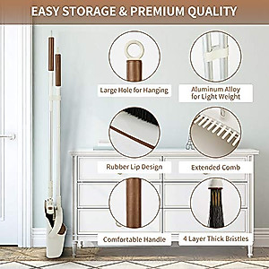 Jekayla Broom and Dustpan Set for Home with 54" Long Handle, Upright and Lightweight Dust pan and Brush Combo for Kitchen Room Office Lobby Floor Cleaning, Brown and Grey