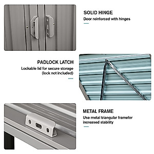 Garbage Bin Shed Stores 3 Trash Cans - Outdoor Metal Bin Storage for Garden, Yard, and Lawn - Stainless Galvanized Steel with Easy Access Lids and Doors - Bin Hider for Trash Can Organization