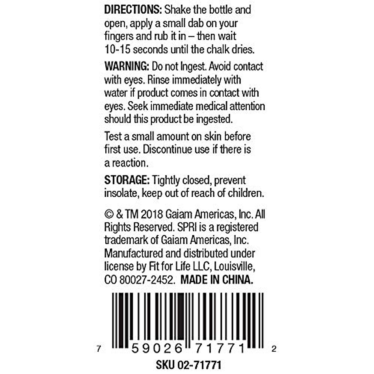 SPRI Liquid Chalk 50ml Bottle - Works as Gym Chalk, Lifting Chalk, Rock Climbing Chalk, Weightlifting Chalk - Dries Instantly, Use Alone or with Powdered Chalk Ball or Bag
