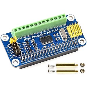 High-Precision AD HAT ADS1263 10-Channel 32-Bit ADC SPI Bus Low Noise Low Temperature Drift,for Raspberry Pi 4B/3B+/3B/2B/Zero/Zero W/Zero WH/2W and Jetson Nano