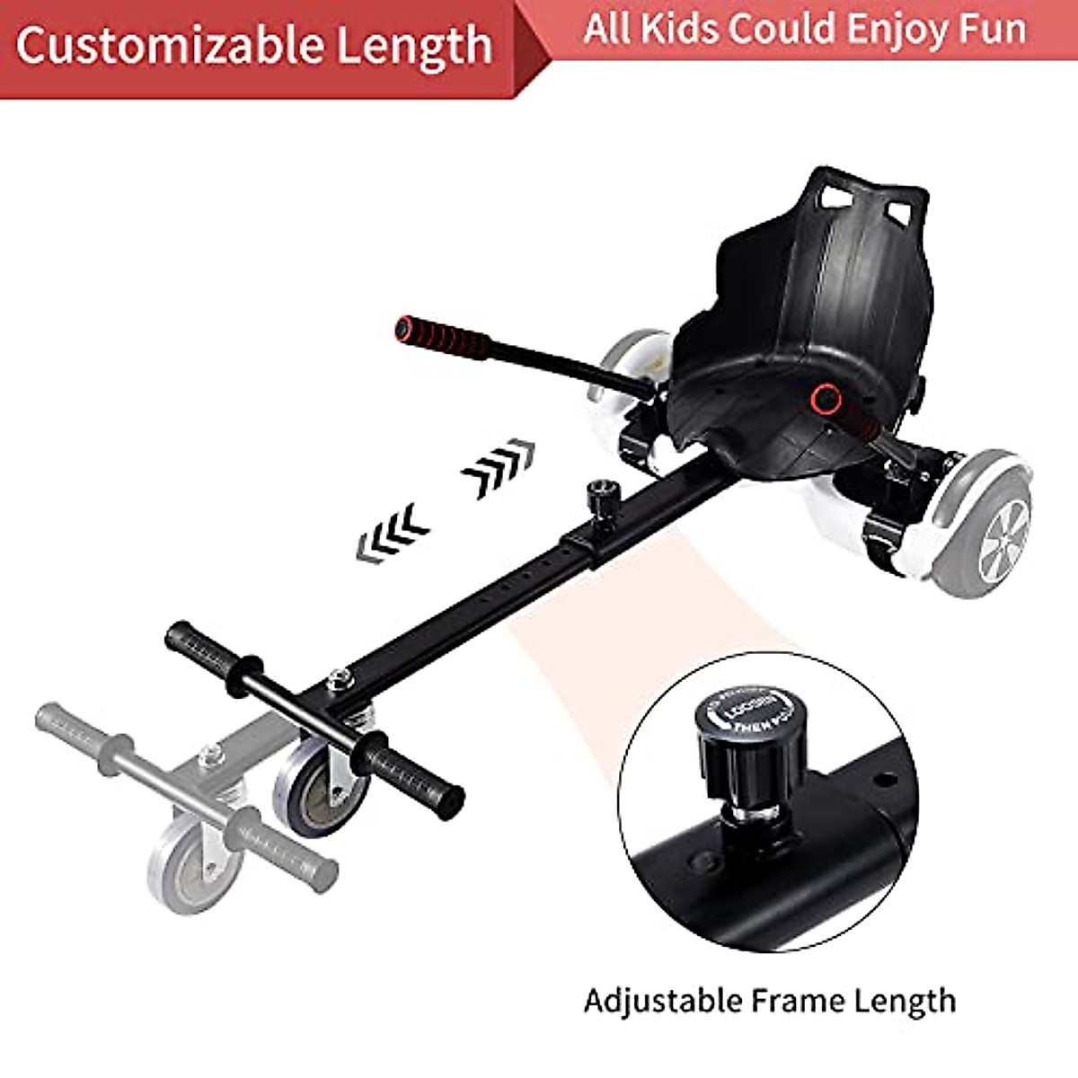 Camelmother Hoverboard Seat Attachment Transform Your Hoverboard into Go Kart for Kids or Adults,Adjustable Hoverboard Accessories for Self Balancing Scooter