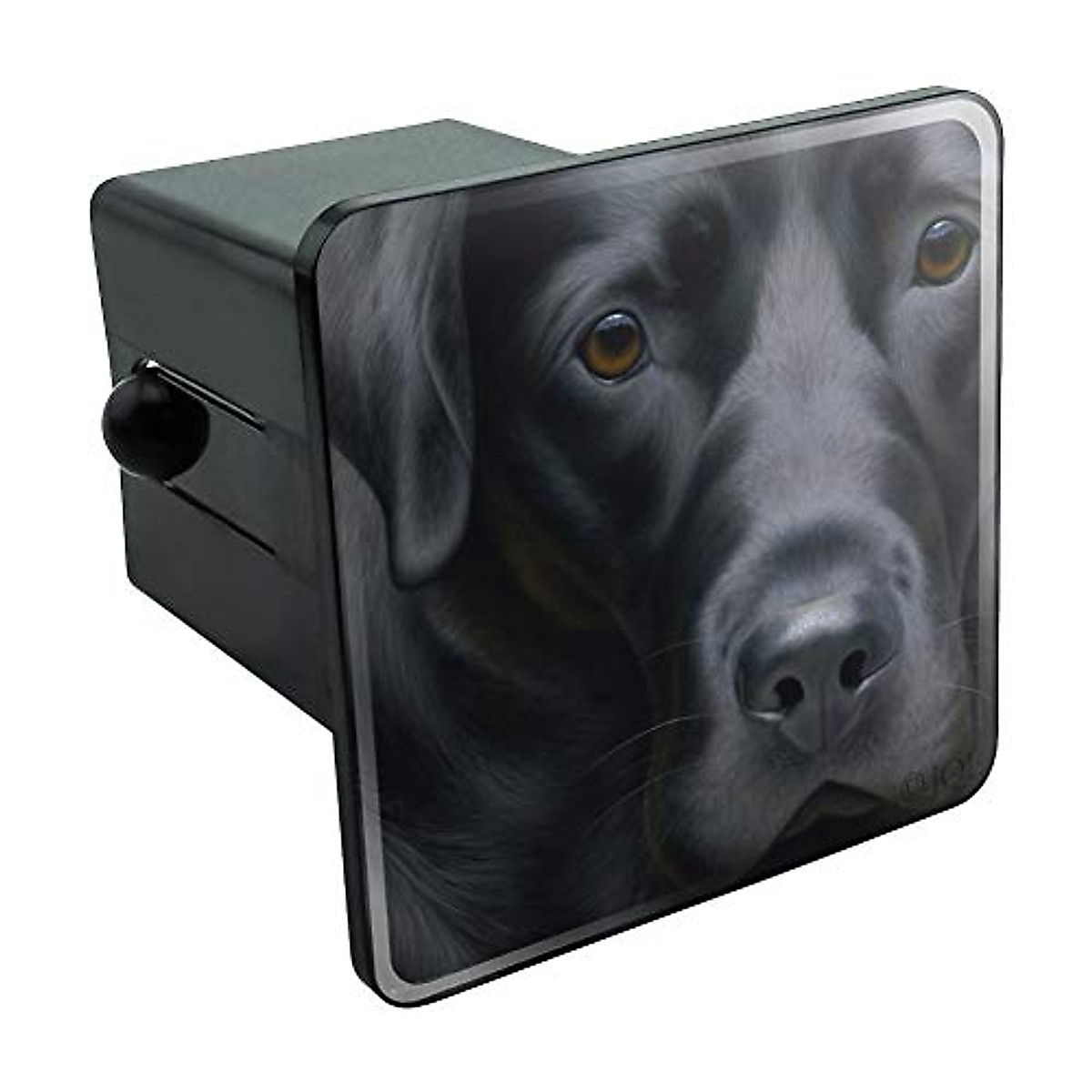 Black Labrador Retriever Dog Face Closeup Tow Trailer Hitch Cover Plug Insert