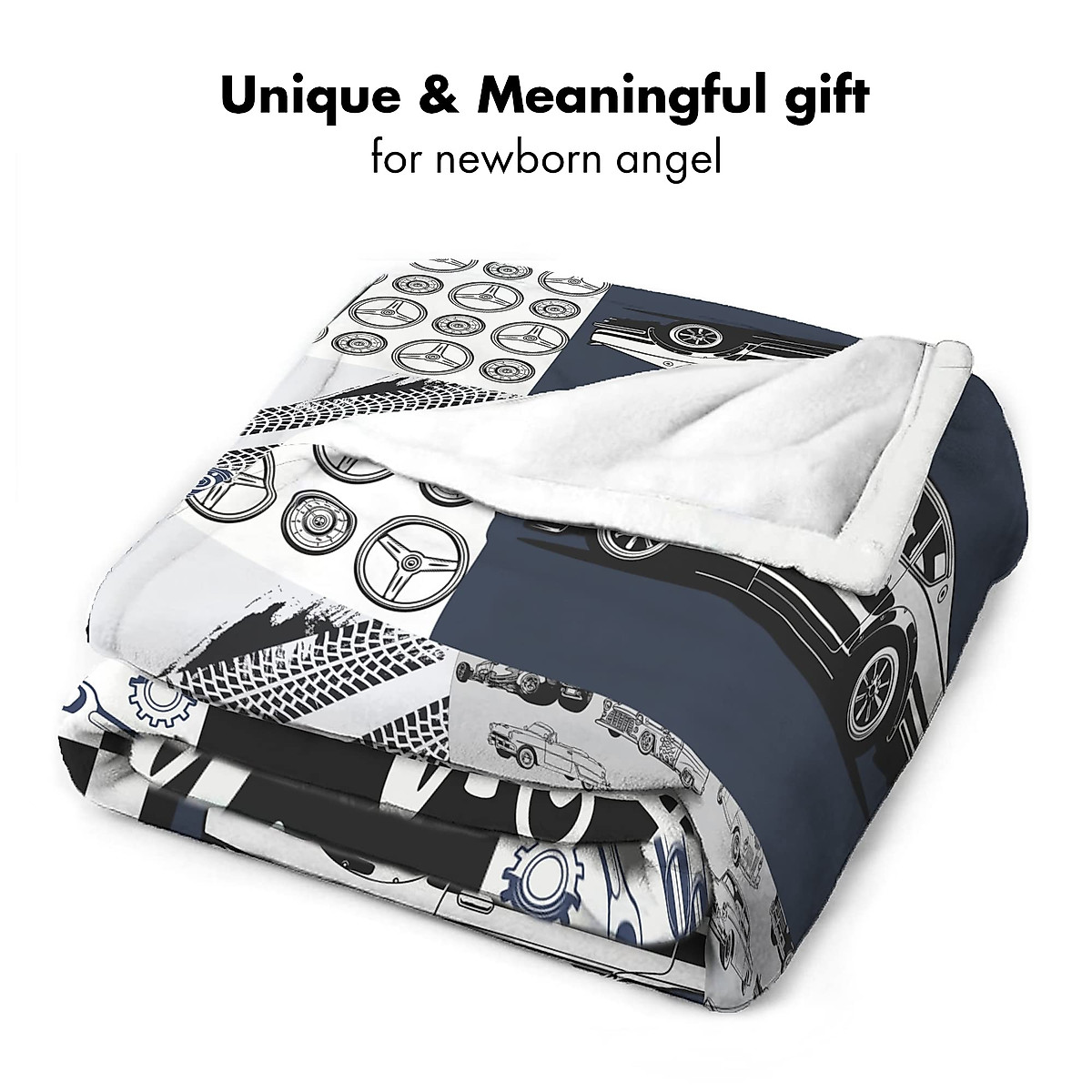 Kingdora Personalized Car Theme Baby Blanket, Blanket for Baby Boy, Monogrammed Baby Blanket, Baby Blanket with Name, Custom Baby Blanket with Name, Baby Fleece Blanket, Receiving Baby Blanket Boy