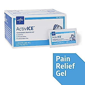 Medline ActivICE Topical Pain Reliever Gel, Great for Arthritis, Muscle Aches and Back Injuries, 5 Grams - 100 Packs