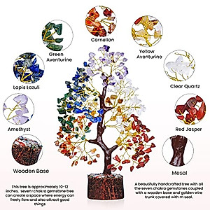 Chakra Tree of Life - Crystal Tree for Positive Energy - Seven Chakra Tree - 7 Chakra Tree, Money Tree, Feng Shui Decor, Chakra Stones, Crystals and Healing Stones, Premium Meditation Accessories