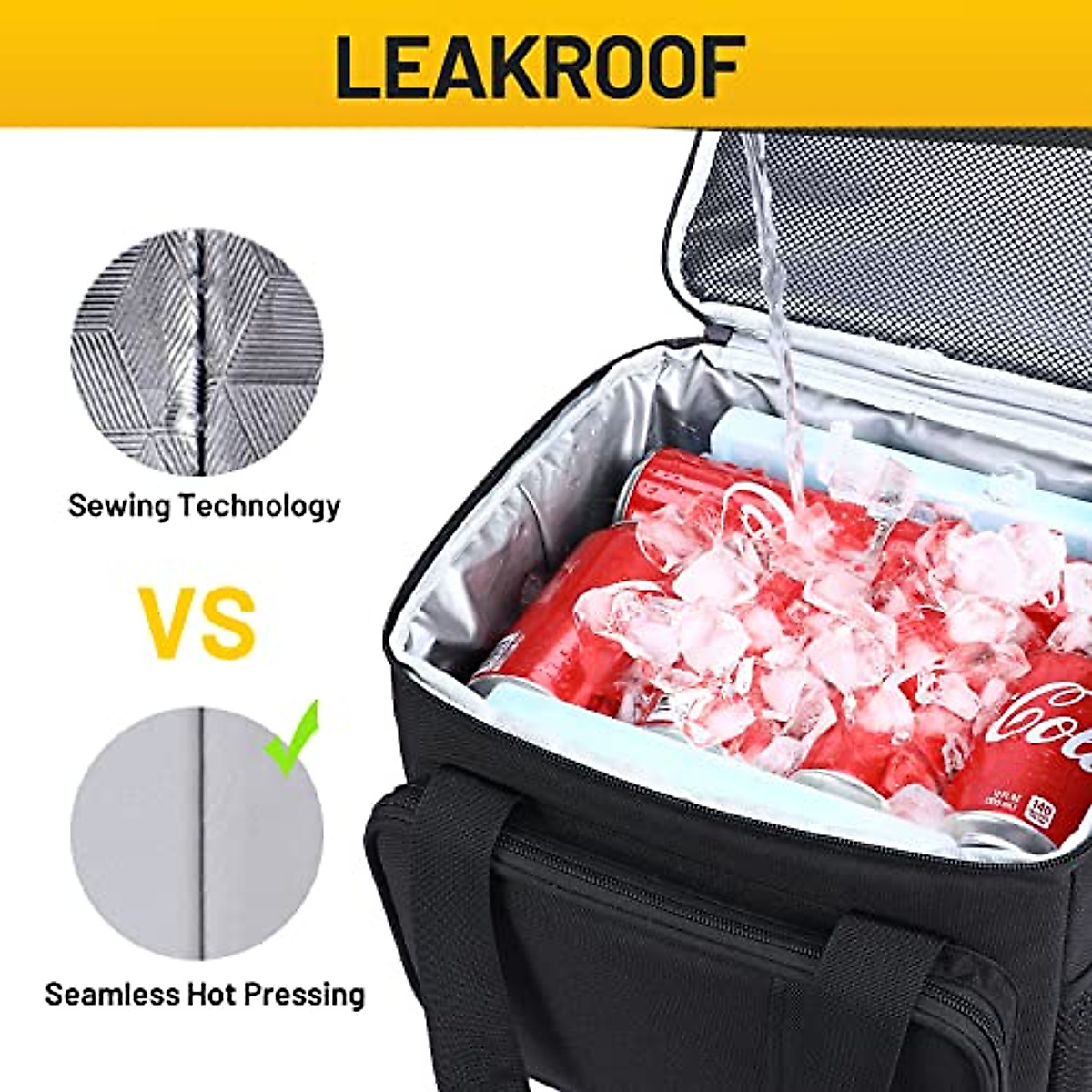 MIER Mens Lunchbox for Work Insulated 24 Cans/15L Large Lunch Bags Leakproof Adult Women Lunch Box Coolers for Travel Beach Picnic Office, Black