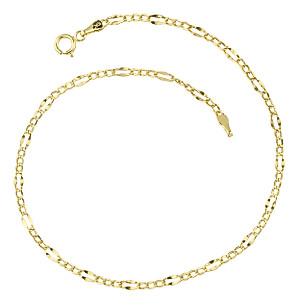 Kooljewelry 10k Yellow Gold Figaro Link Anklet for Women (2.3 mm, 9 inch)