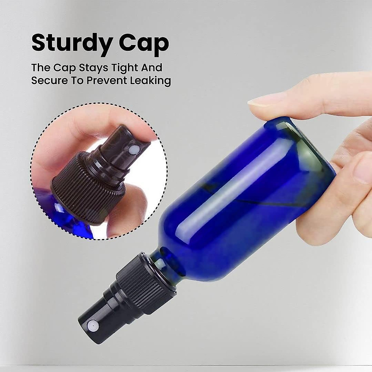 CULINAIRE 2oz Glass Spray Bottles for Essential Oils with Gold Pen Marker, Small Fine Mist Spray Bottle, Refillable, for Hair Spray, Essential Oils, Colognes, and Hand Sanitizers, Blue, Pack of 24