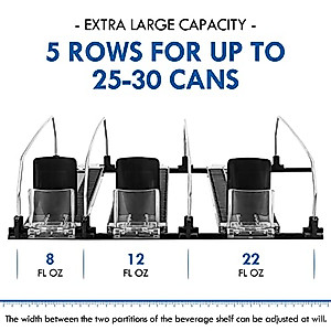Drink Organizer for Fridge, Self-Pushing Soda Can Organizer for Refrigerator, Width Adjustable Pusher Glide, Beer Pop Can Water Bottle Storage for Pantry, Kitchen