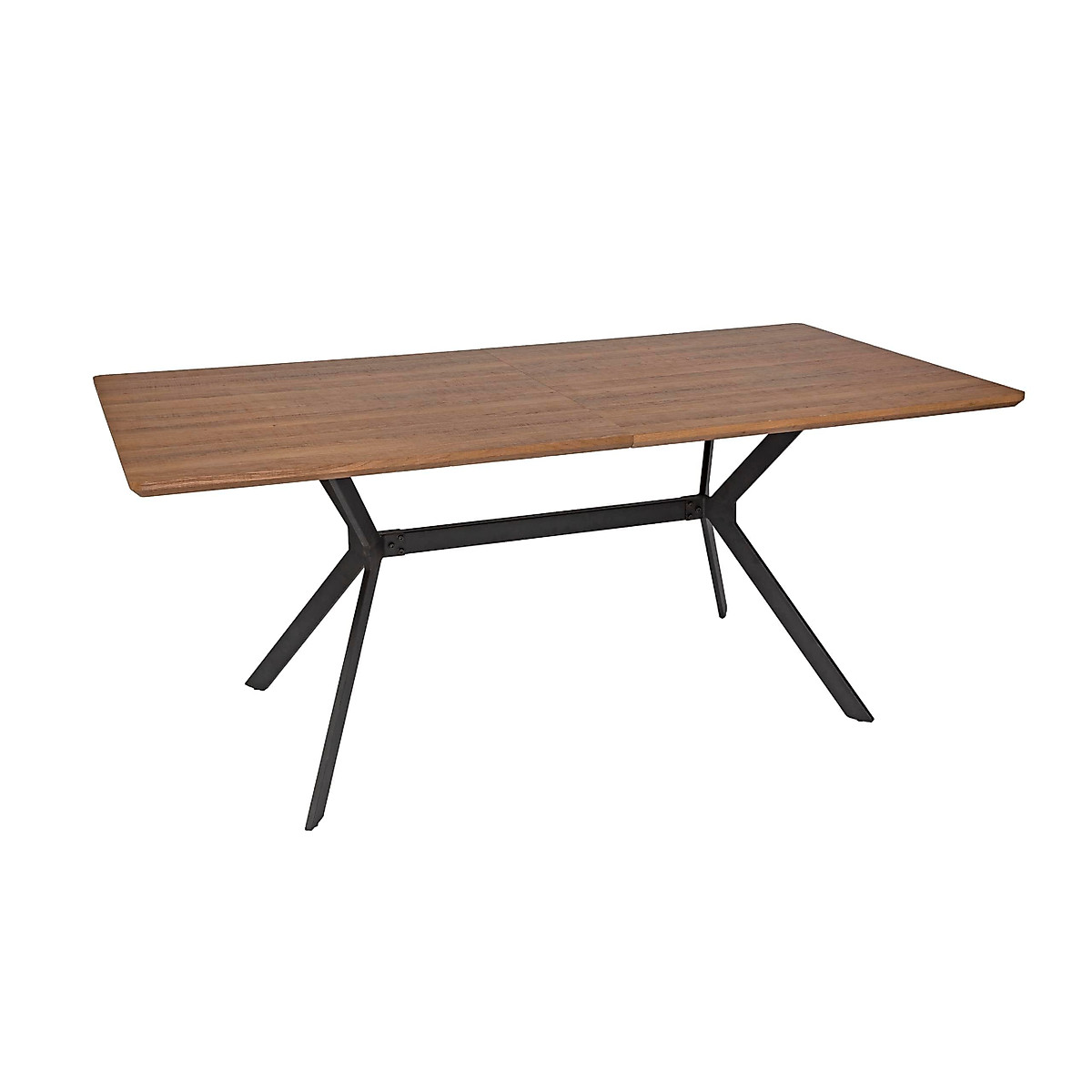 Fadidio 71" Rectangle Dining Table for 6 8, Mid-Century Modern Wood Kitchen Table w/Cross Metal Leg, Large Rustic Industrial Dining Table for Dining Room, Restaurant, Office, Conference, Walnut