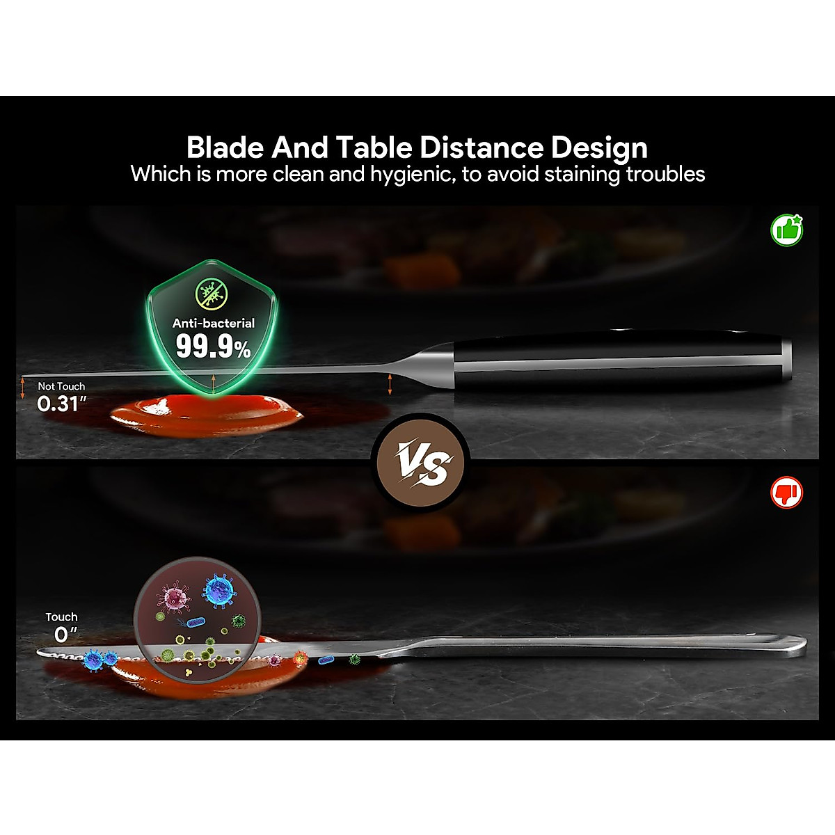 Piklohas Steak Knives Set of 8 with Drawer Organizer, 4.5 Inch Non Serrated Dinner Knife, Forged German Steel Damascus Pattern Straight Edge Meat Knife with Full Tang Handle, Dishwasher Safe, Black