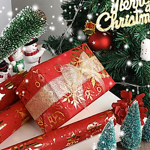 Qidordour Christmas Table Runner, 11 Inch x 196 Inch Long Table Runners, Gold Snowflake on Red Non-Woven Cloth Roll, Tabletop Decoration for Xmas Boho Farmhouse Home Kitchen Dining Thanksgiving Decor