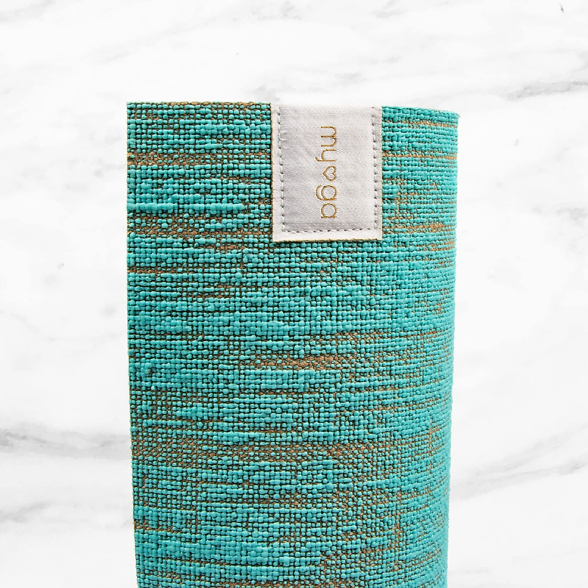 Myga Jute Yoga Mat - High Performance Vegan Floor Exercise Mat - Eco Friendly Biodegradable Yoga Mat with PVC Backing - 72" x 24" - 0.2" Thickness Aqua