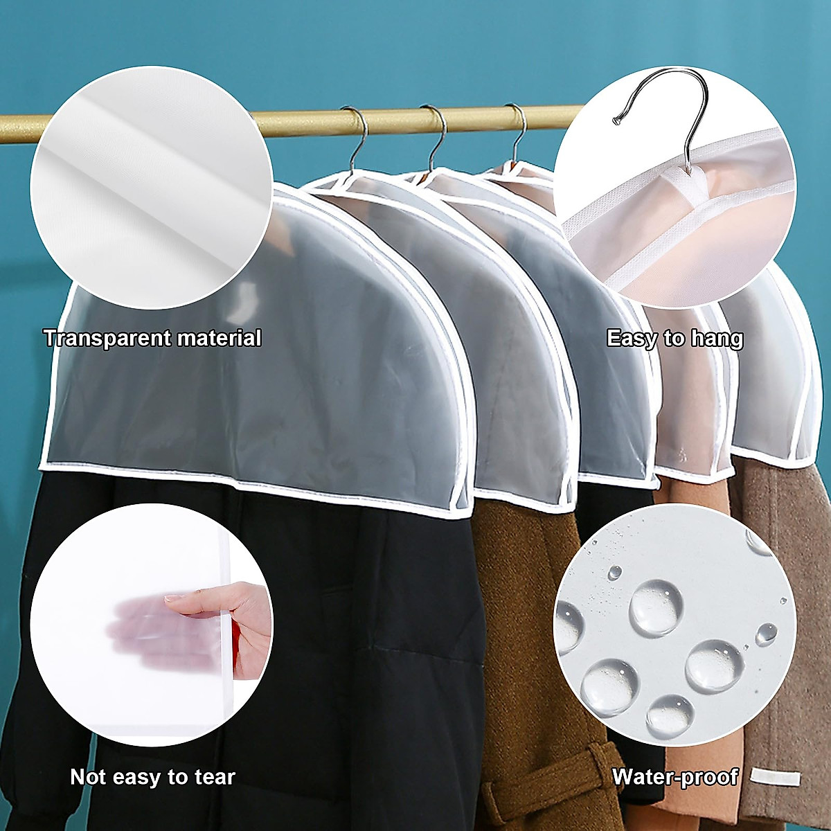 Merkaunis 50 Pcs Shoulder Covers Clothes Suit Garment Dust Covers, 23.6 x 11.8 Inch Extra Wide Garment Shoulder Covers Bag Breathable Shoulder Dust Cover for Coats, Jackets, Dress Closet Storage