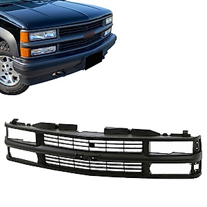 JustDrivably Replacement Parts Front Grille Grill With Black Shell Frame With Black Insert With Dual Headlight Type Compatible With Chevrolet C/K 1500 2500 3500 Full Size 1994-2000 Suburban
