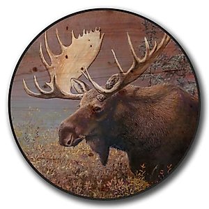 House & Homebody Co. Decorative Wood Lazy Susan, Imaged, Large 18" (Chocolate Moose)