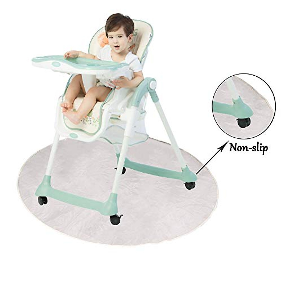 Loodial Floor Mat Plastic Splat Mat Highchair Mat for Floor, Waterproof High Chair Floor Protector, Multi-Purpose Playmat for Playing and Feeding, Clear, Round, Non Slip