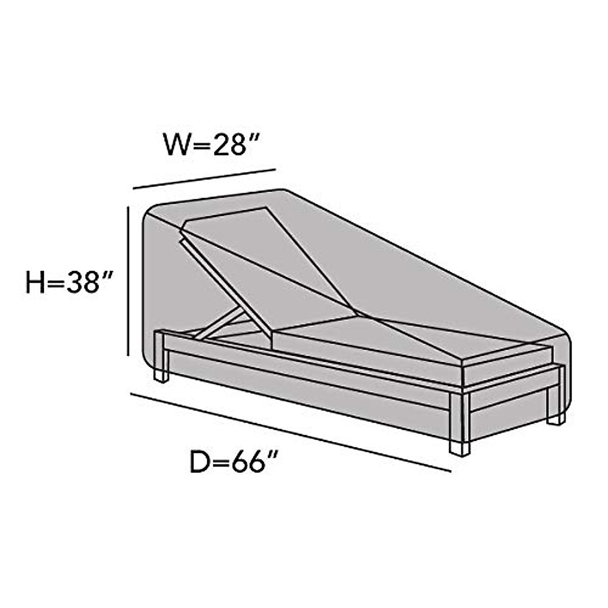 Covermates Outdoor Chaise Lounge Cover - Water Resistant Polyester, Drawcord Hem, Mesh Vents, Seating and Chair Covers, 28W x 66D x 38H, Khaki