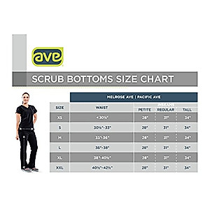 ave Women’s Medical Scrub Pants, Pacific ave, Slimming Straight Leg Style Scrub Pant, Cargo Pockets, Great for Nurses, Black, X-Small Petite