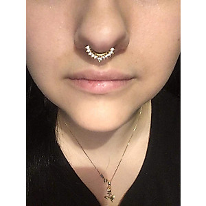 MODRSA Fake Septum Nose Hoop Rings Stainless Steel Faux Lip Ear Cuff Earrings Spring Nose Face Septum Ring Non Piercing Clip On Nose Rings Hoops Silver Rose Gold Black
