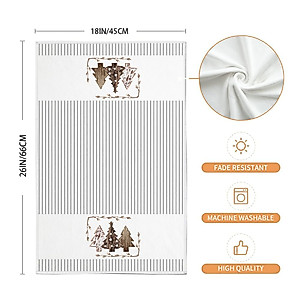 ARKENY Christmas Kitchen Towels Set of 2,Beige Xmas Tree Snowman Dish Towels 18x26 Inch,Hoilday Farmhouse Home Decoration AD098