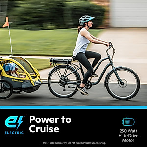 Schwinn Mendocino Adult Hybrid Electric Cruiser Bike, Lightweight Aluminum EBike Frame, 26-Inch Wheels, 6 Speed Drivetrain, Pedal Assist, Charcoal Grey