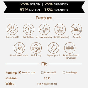 Aoxjox High Waisted Workout Leggings for Women Trinity Yoga Pants 26.5" (Black, Large)