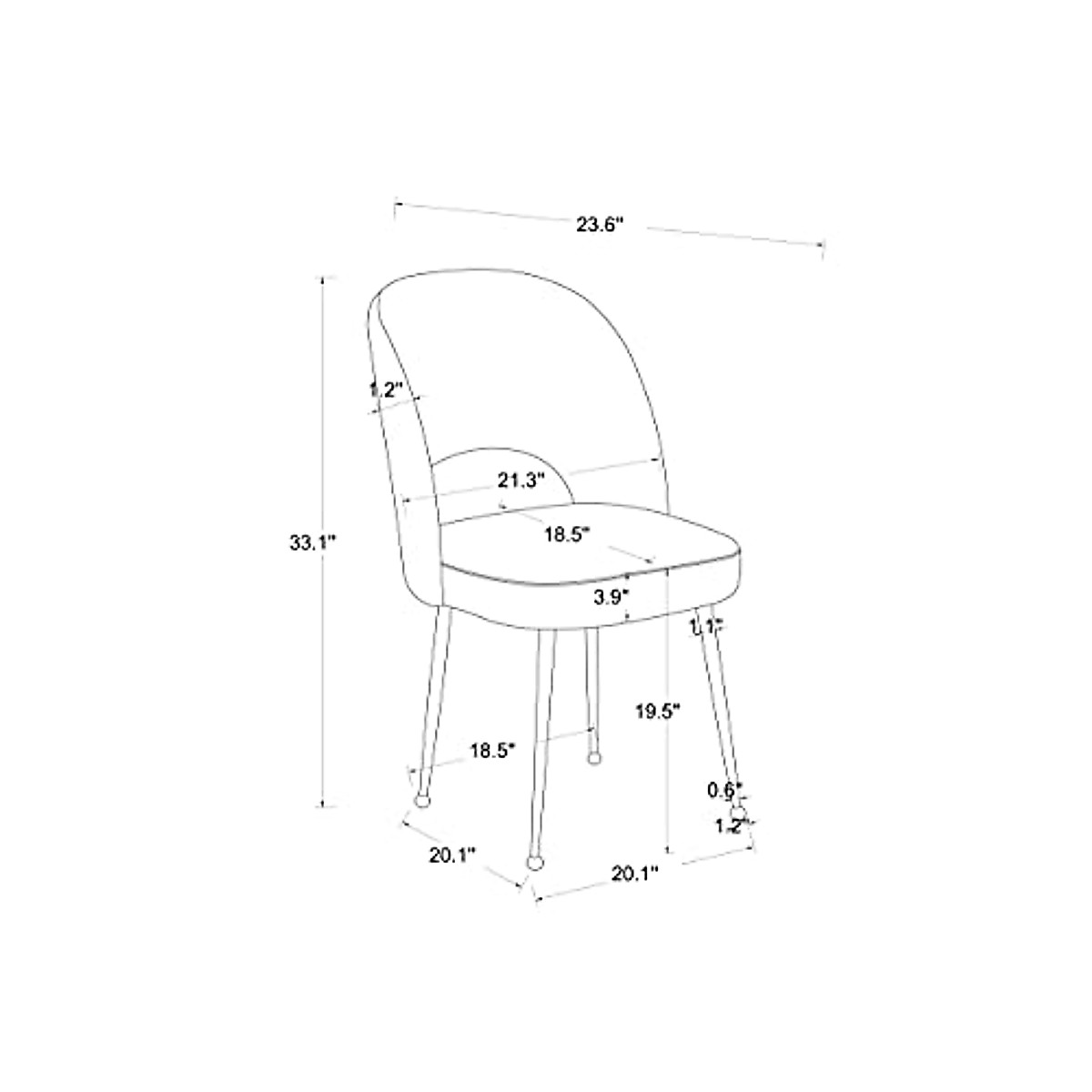 Iconic Home Welburn Dining Side Chair Velvet Upholstered Open Back Design Gold Plated Solid Metal Legs (Set of 2) Modern Contemporary, Blue