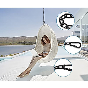 2 Pack Hanging Chair Chain with 4 Carabiners, 440LB Capacity Hanging Kits Heavy Duty Hanging Chair Hardware for Hammock Swing Hanging Chair Punching Bags Sandbag Indoor Outdoor Yoga Gym (Black)