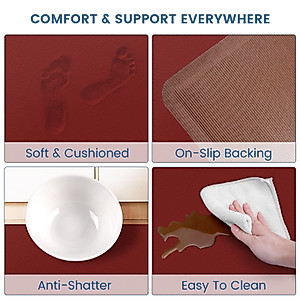 4/5 Inch Thick Kitchen Rugs, Cushioned Kitchen Mats, Anti Fatigue Mat for Floor, Non-Skid Washable Rug Set, Waterproof Standing Desk Mat, Heavy Duty Comfort Foam Mats for Home, Office, 17.3"*39", Red