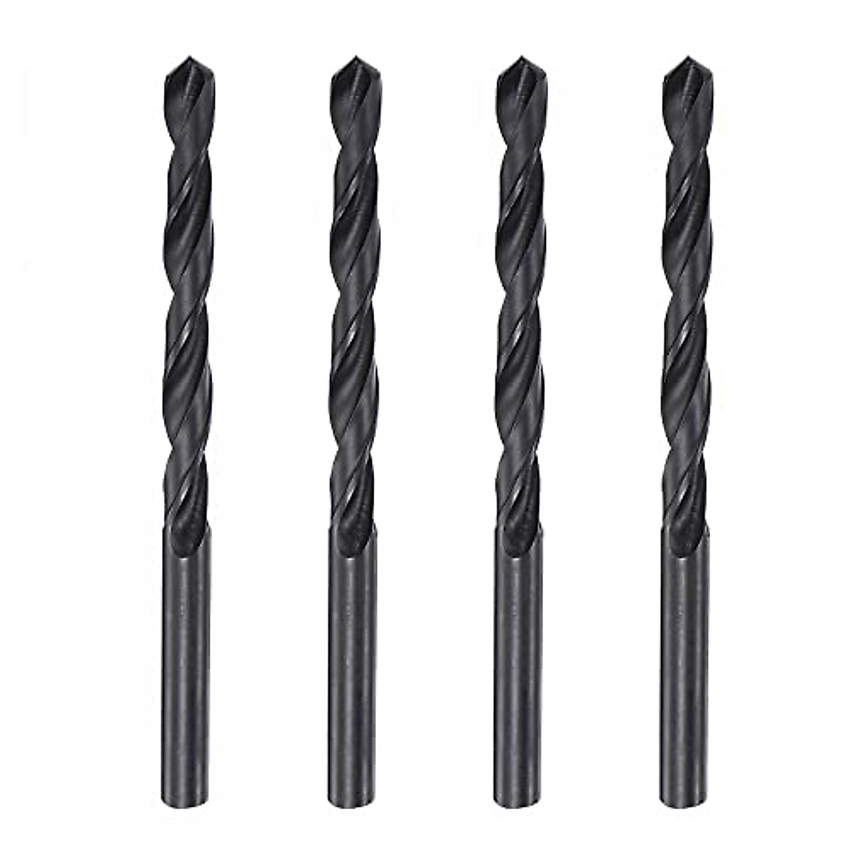 uxcell 6542 High Speed Steel Straight Shank Twist Jobber Drill Bit, Fully Ground Black Oxide Drill Bits 6.1mm Drill Diameter 93mm Total Length 4 Pcs