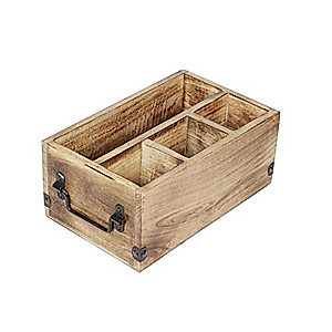 Mother's Day Gifts Wooden Kitchen Utensil Holder With 4 Compartments Wood Utensil Organiser for Cutlery, Napkins, Cups Caddy Organizer