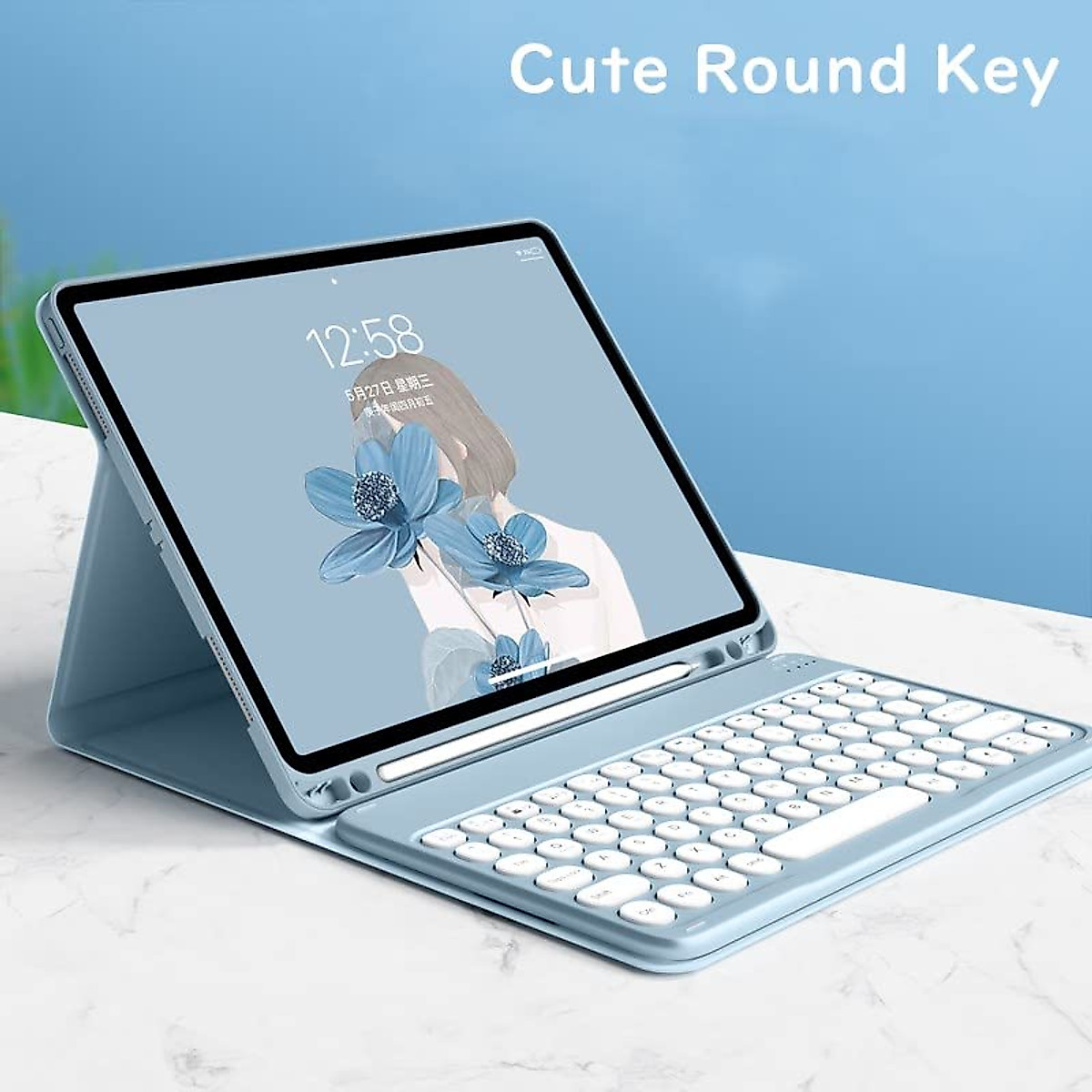 HENGHUI iPad 10 2022 10.9" Keyboard Case Cute Round Key Color Keyboard Wireless Detachable BT Keyboard Cover for iPad 10th Generation 10.9-inch (DarkGreen)