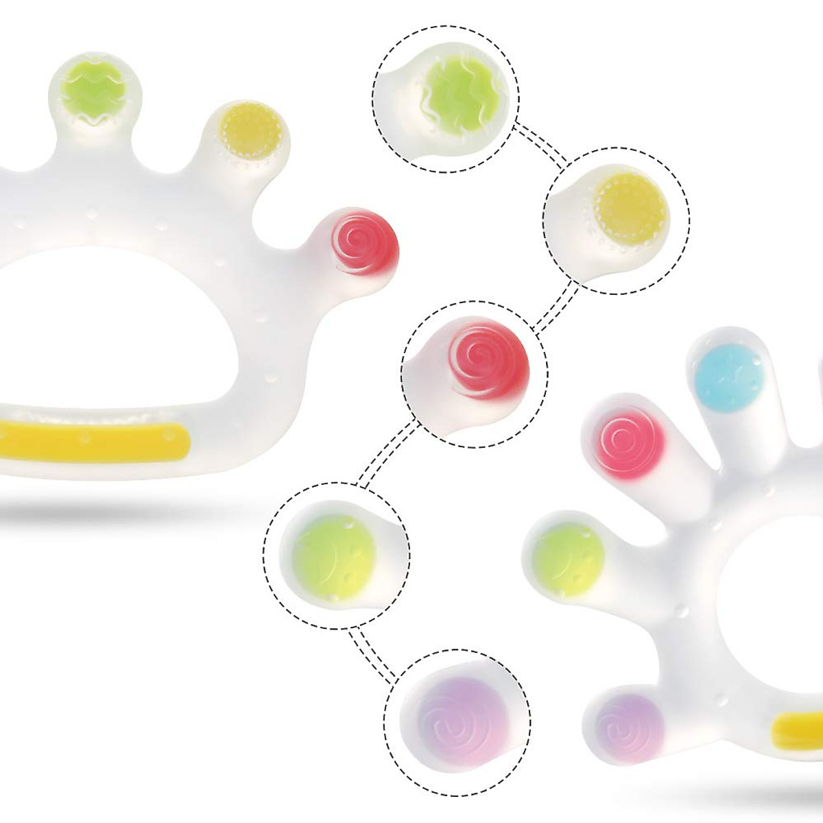 haakaa Baby Teething Toys Baby Teethers Toys for Babies Palm Silicone Teether Combo, Soothe Teething Pain and Itching Gums, BPA Free, 3M+