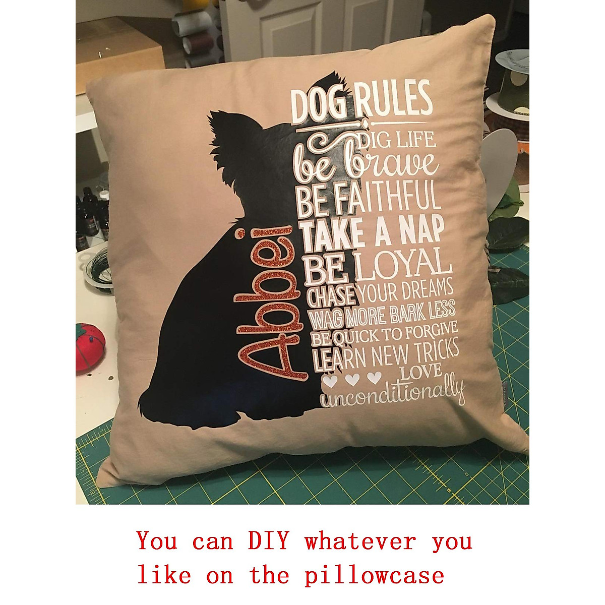 4-Pack 100% Cotton Comfortable Solid Decorative Throw Pillow Case,Thmyo Square Cushion Cover Pillowcase Sublimation Blank Pillow Covers DIY Throw Pillowcase for Sofa Bedroom(24x24 inch/ 60x60cm,Khaki)