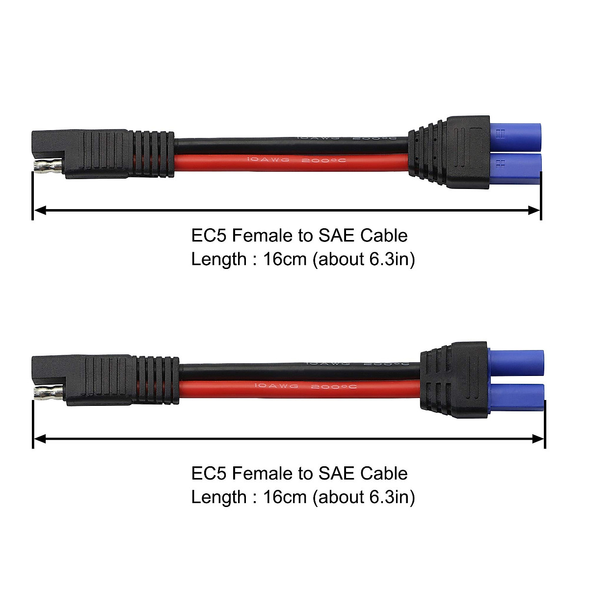 GINTOOYUN EC5 to SAE Cable,EC5 F/M Plug to SAE Connector Power Automotive Cable Wire 10AWG for Car Motor Solar Panel Batteries (EC5 Female+EC5 Male)